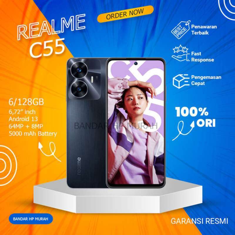 Jual Realme C55 6gb+6gb* | 128gb (64mp Ai Camera | Up To 12gb Dynamic Ram | 33w Supervooc Charge ...