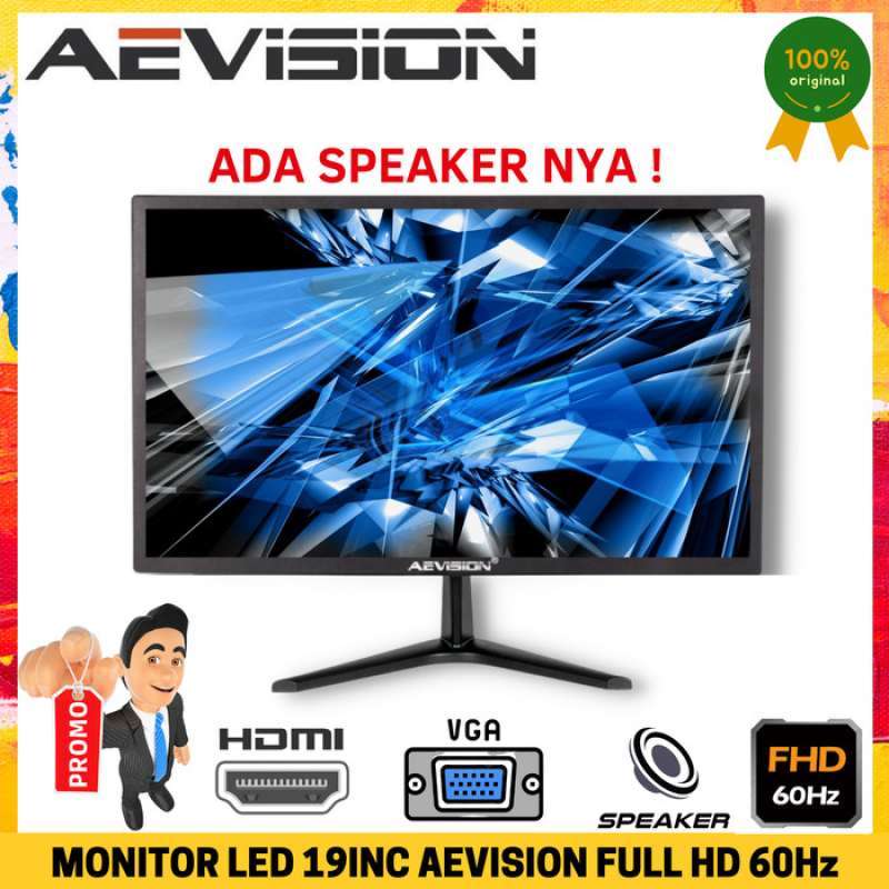 Promo Monitor 19 Inch Led Pc Gaming Aevision Hdmi+vga+usb+av+speaker ...
