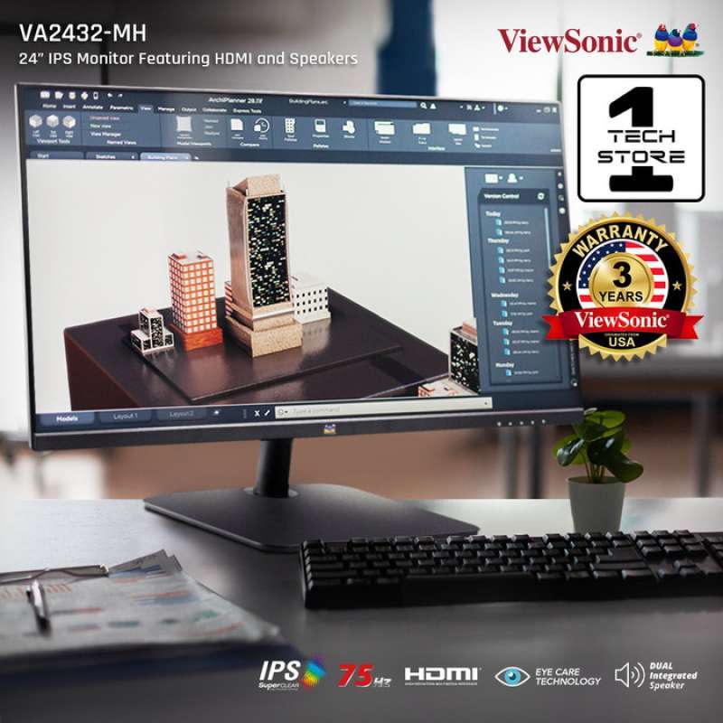 Promo Monitor LED 24 ViewSonic VA2432-MH |75Hz|IPS|Full HD|Frameless ...