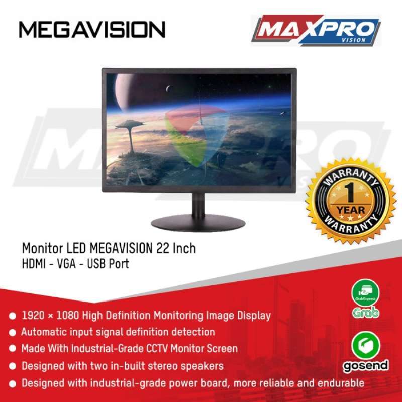 Promo MONITOR LED MEGAVISION 22 INCH - HDMI VGA SPEAKER Diskon 23% di Seller Tikno Store ...