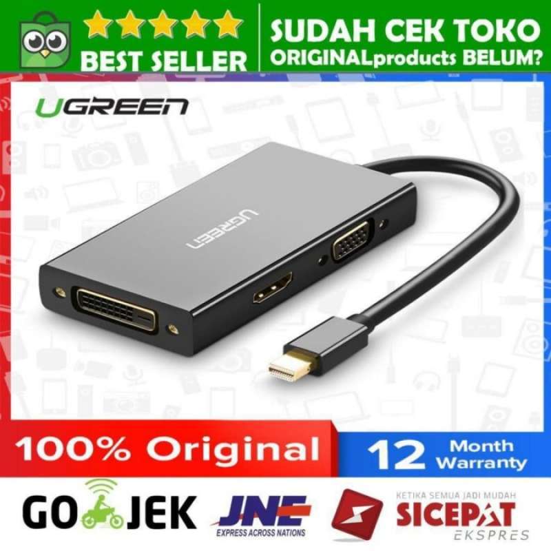Promo UGREEN Thunderbolt mini display port to hdmi vga dvi ke 3in1 4k ...