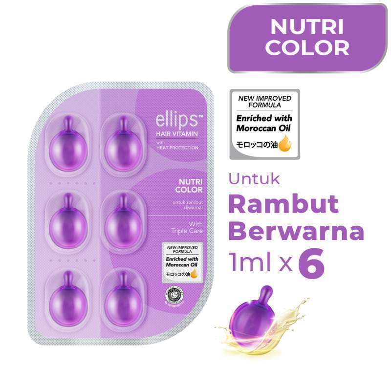 Jual Ellips Hair Vitamin Moroccan Oil Nutri Color Blister 6's UNGGU di ...