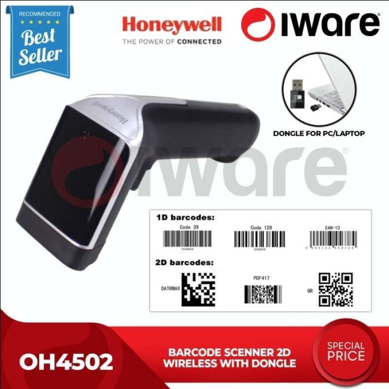 Promo 2D Barcode Scanner Wireless Honeywell Oh4502 1D/2D With Dongle ...