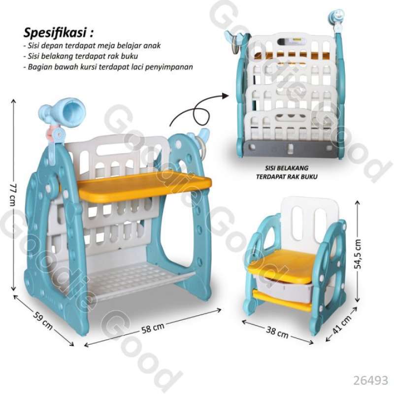 Jual 26493 - Rak Buku Anak 2 In 1 + Meja Belajar dan Kursi + Acc Box @1 ...