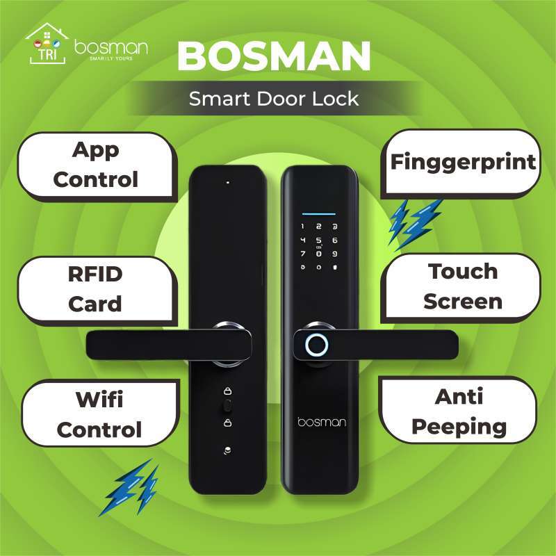 Promo Bosman Smart Door Lock Finger Pin Rfid Tuya Wifi Smart Home ... Promo Bosman Smart Door Lock Finger Pin Rfid Tuya Wifi Smart Home ...