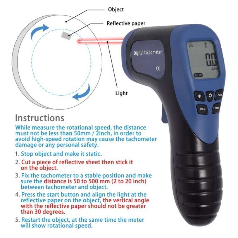 Jual Alat Ukur Putaran Mesin /digital Laser Tachometer Rpm Test Speed ...
