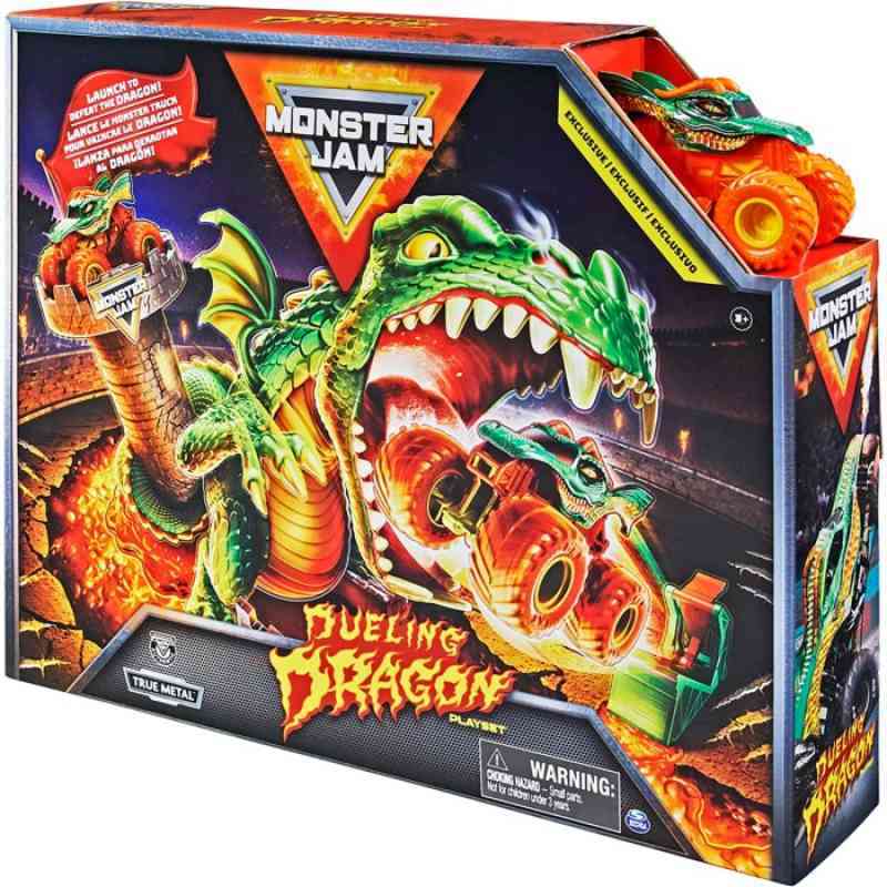 Promo monster jam dueling dragon playset with exclusive dragon monster ...