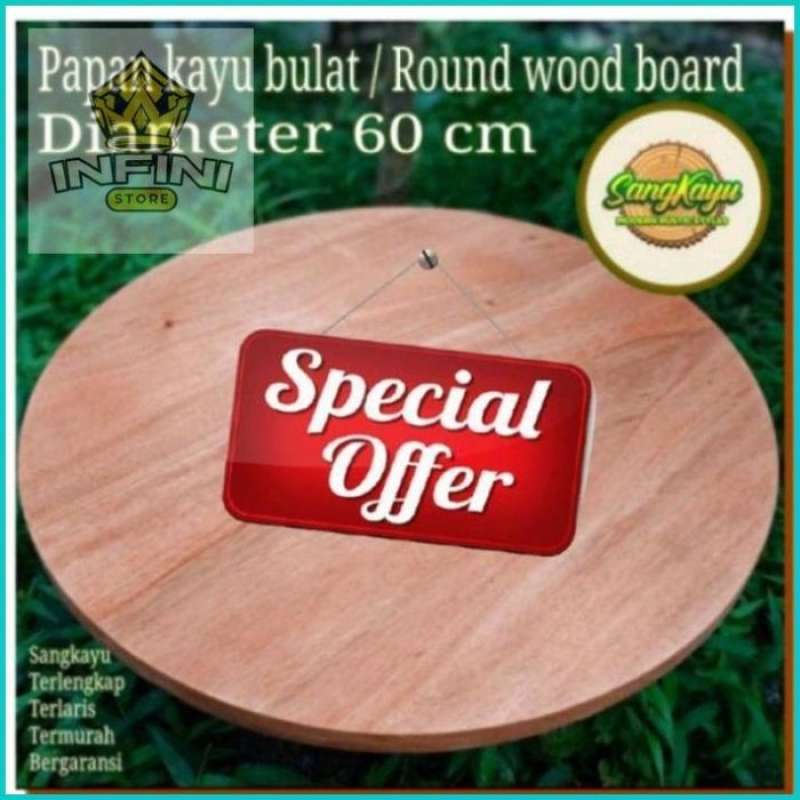 Promo Papan Kayu Bulat 60 Cm Round Wood Board Daun Meja Talenan Kayu ...