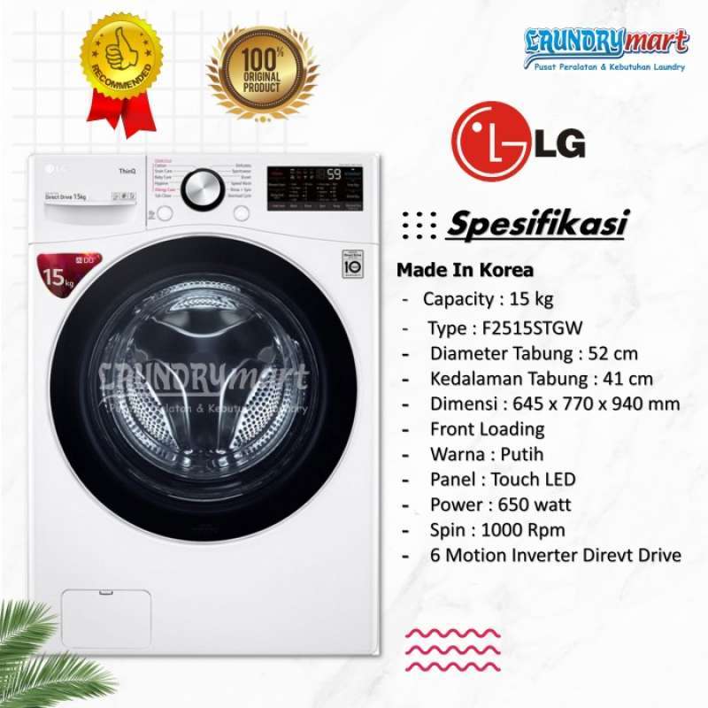 Promo Mesin Cuci / Mesin Cuci Front Loading Lg Kapasitas 15Kg F2515Stgw Diskon 23% di Seller ...