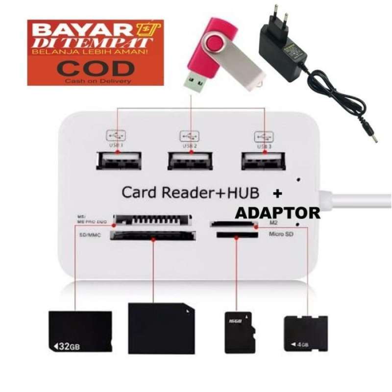 Jual Card Reader (ALL-In-1) MS, SD, M2, TF Dengan 3 PORT USB, 3.0 Hub ...