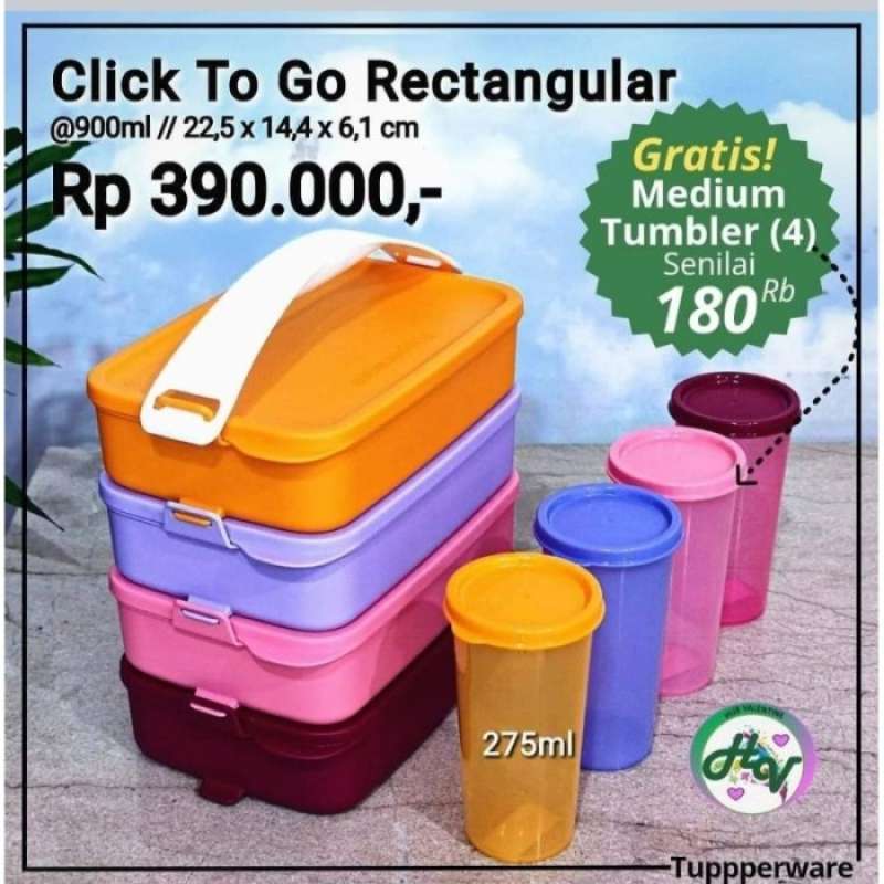 Promo Tupperware CTG click to go Rectangular with free rantang susun ...