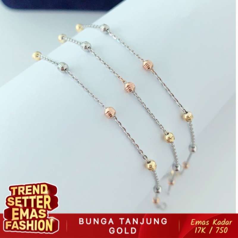 Jual Gelang Jedar Merica 3 Warna - Emas 17k - Bunga Tanjung Gold - 1 ...