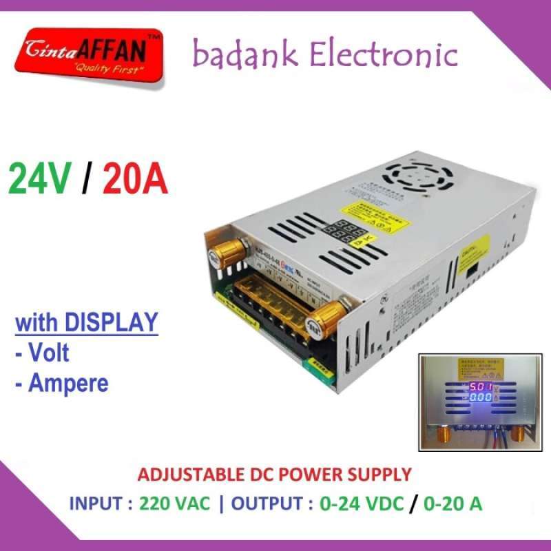 Promo 0-24V/0-20A Adjustable DC Power Supply with Display Volt Ampere ...