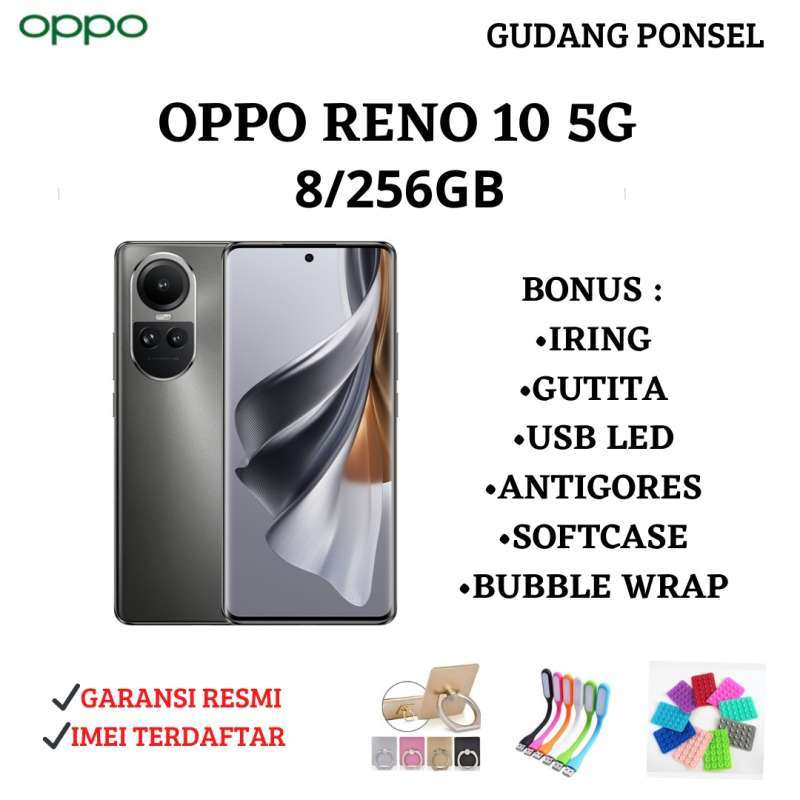 Promo Oppo Reno 10 5g 8/256gb Garansi Resmi + Bonus - Black Diskon 22% Di Seller Gudang Ponsell ...