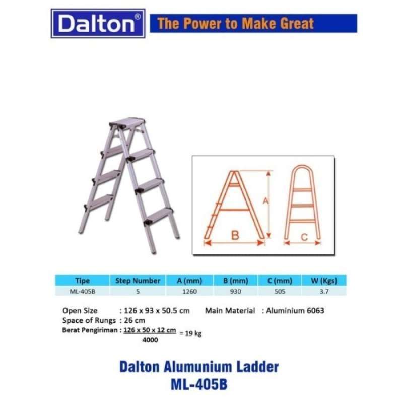 Promo Tangga Lipat 5 Step DALTON ML405B Aluminium Step Ladder 2x5 Steps ...