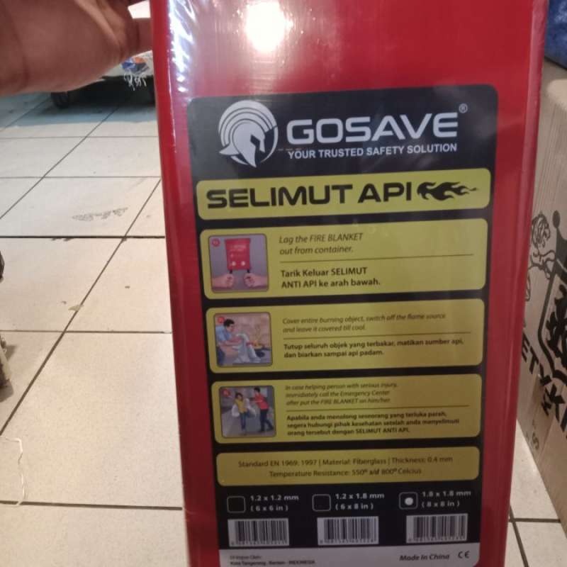 Promo Selimut api pemadam / fire blanket merk gosave UK 1,2 x 1,8 M ...