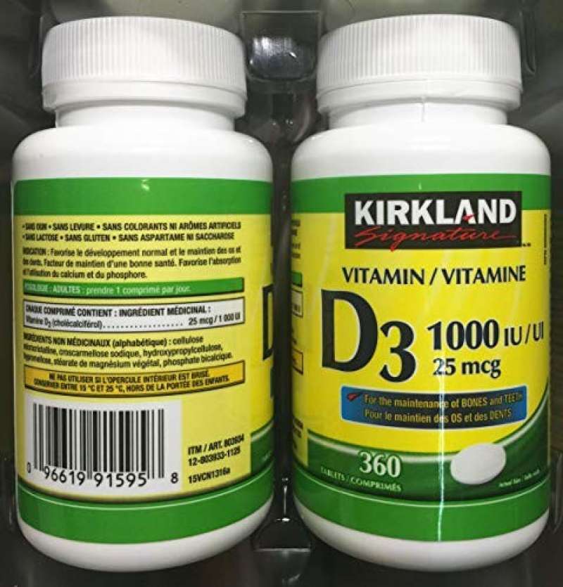 Promo (Twin Pack) 2 x Kirkland Signature Vitamin D3 1000IU/25mcg, 360 ...