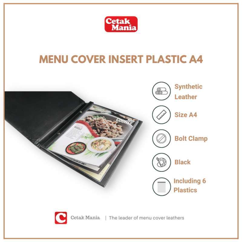 Promo Buku Menu Restoran Kulit Isi Plastik A4 - Hitam - Ready Stock ...