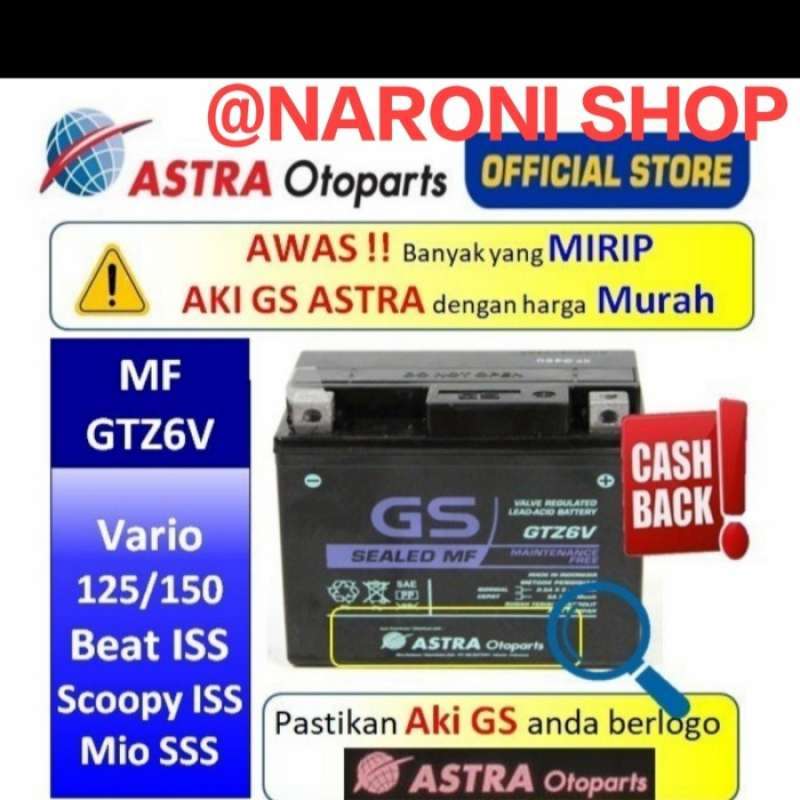 Jual Accu / Aki Gs Astra Gtz6v Original Vario 125 150 Cbr 150 Beat Iss ...