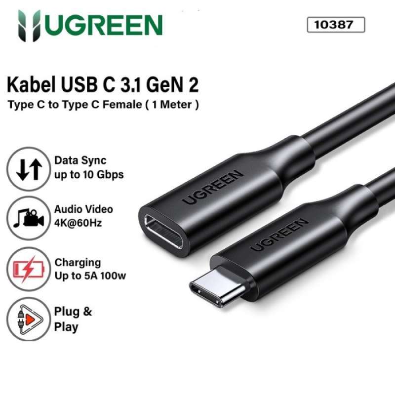 Jual Cable Extension UGreen USB-C Male to USB-C Female 1 Meter (10387 ...