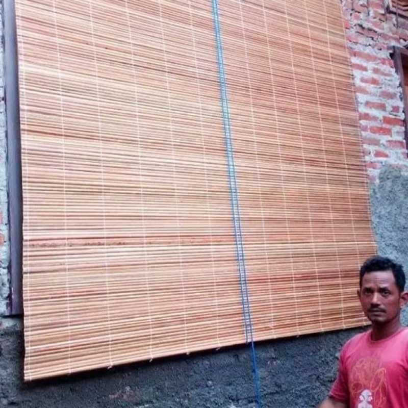 Jual Tirai Rotan Lunjong Uk Lebar 135 X Tinggi 2,45 Sudah Sama Tali Di ...