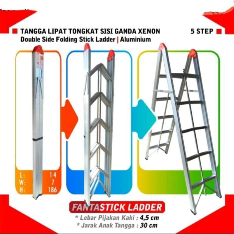 Promo Tangga Lipat Aluminium Lipat Tarik Stik 5 Steps 1,8m Folding Step ...