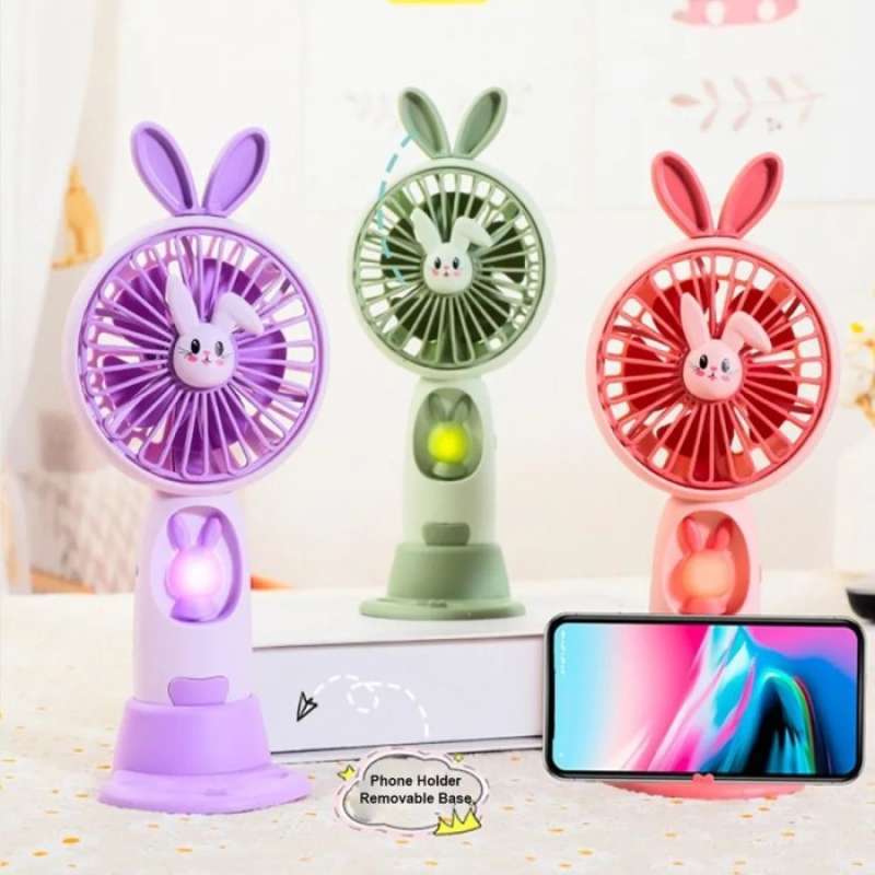 Jual Kipas Tangan Portable Bunny Foot Hq38a Led Stand Meja Isi Ulang ...