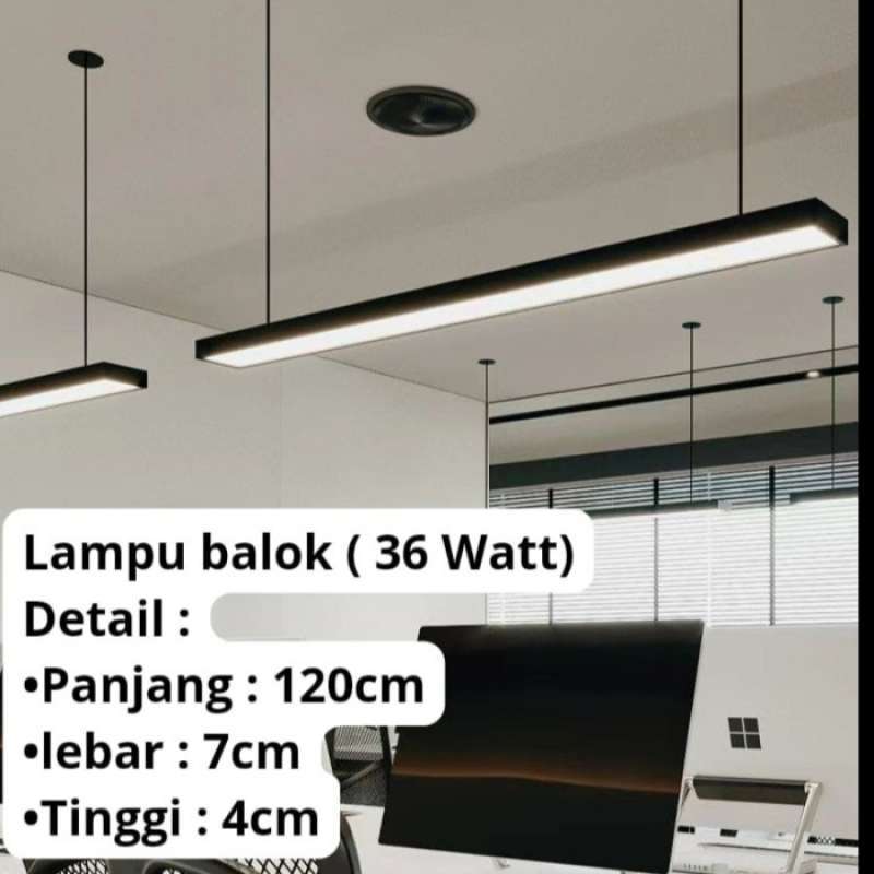 Promo LAMPU BALOK LED 36W Kantor Office PLAFON GANTUNG Diskon 23% di ...