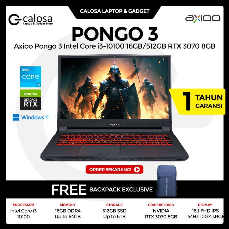 Promo Axioo Pongo 3 Intel Core i3-10100 RAM 16GB SSD 512GB RTX 3070 8GB ...