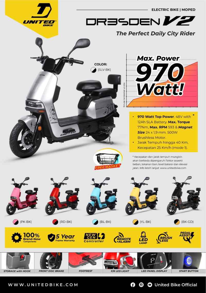 Jual Sepeda ListrikUNITED DRESDEN V2 - Kuning di Seller Tristar Bike ...