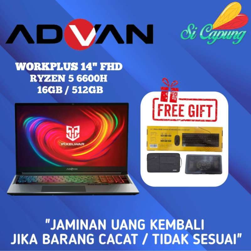Jual Laptop ADVAN Workplus RYZEN 5 6600H 14'' FHD 16/512GB - Garansi ...