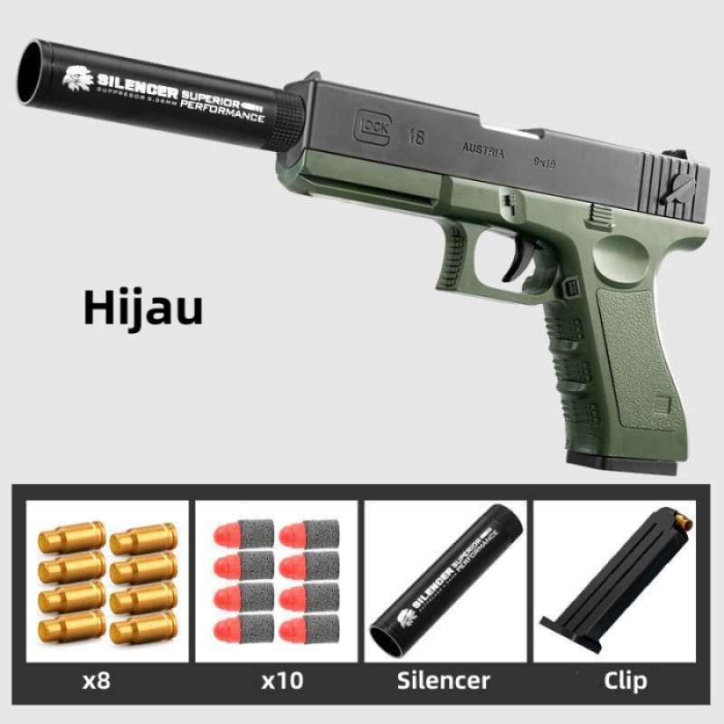 Promo Toy Gun Soft Rubber With Magazine Shell Ejection Aman Untuk Anak ...
