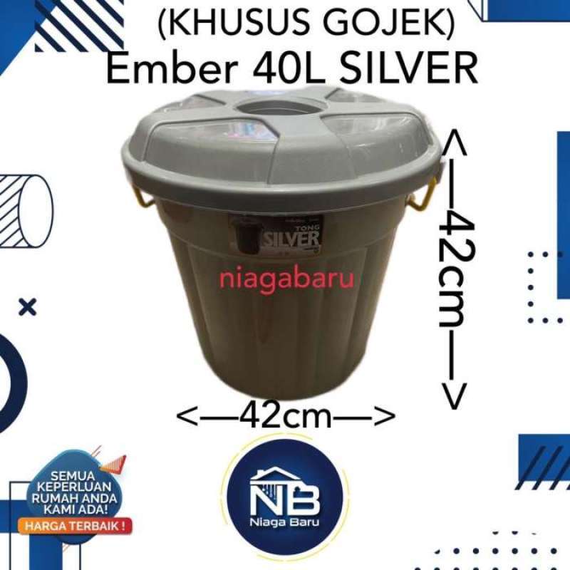Promo Ember Plastik 40 Liter Tutup Tong Silver Taiwan Diskon 33% Di ...