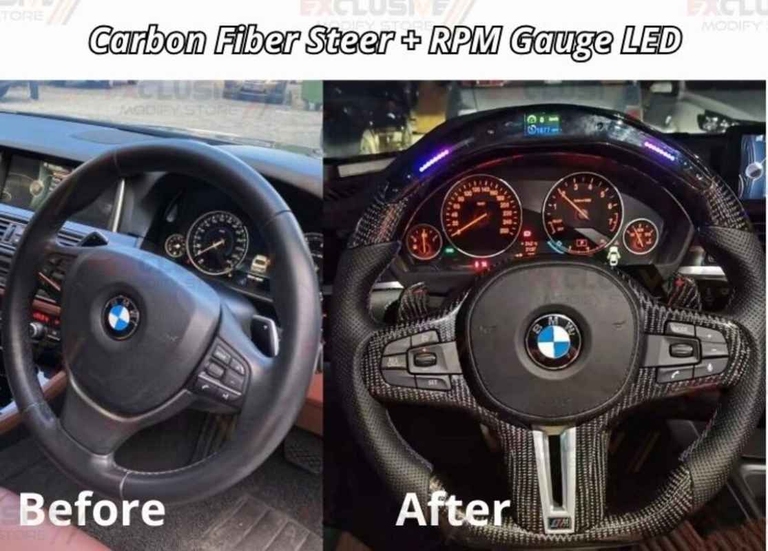 Jual STIR BMW M SPORT STEER SERI 3 F30 CARBON FIBER - RPM GAUGE LED - WITH RPM di Seller ...