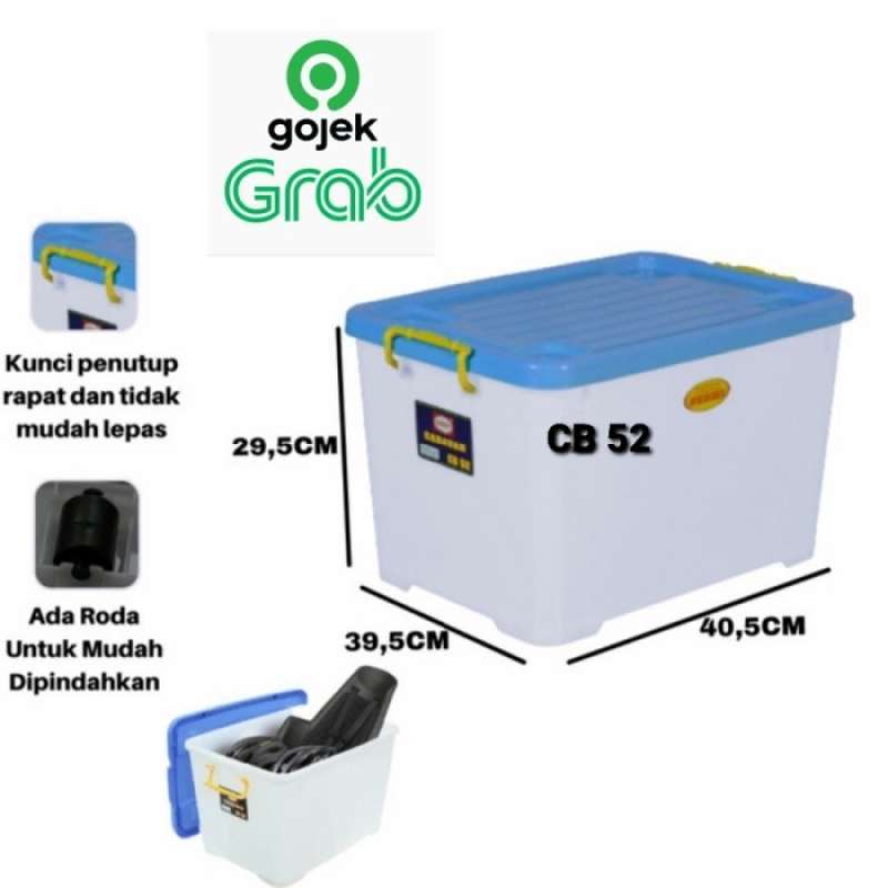 Promo Shinpo Container Box Plastik Tebal Caravan CB 52 Liter ada Roda ...