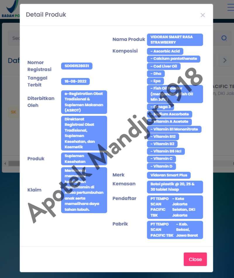 Jual Vidoran Smart Strawberry 25 Tablet - Tablet Multivitamin Dan Daya ...