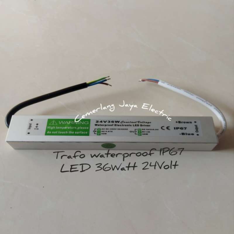 Promo LED Power Supply (TRAFO) body Slim 36Watt DC 24V Waterproof IP67 ...