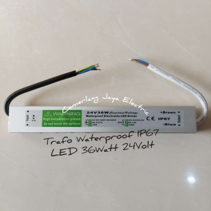 Promo LED Power Supply (TRAFO) body Slim 36Watt DC 24V Waterproof IP67 ...