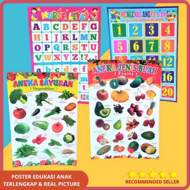 Promo Poster Edukasi Anak Balita Tk Paud SD Paket Belajar Huruf Angka ...
