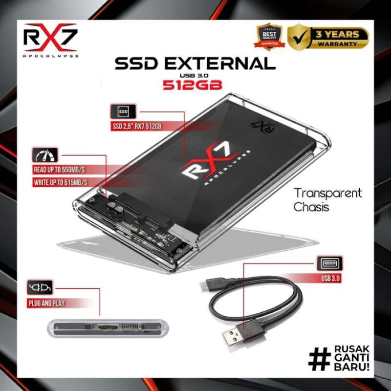 Jual ssd external / portable / enclosure rx7 512gb usb 3.0 resmi di ...
