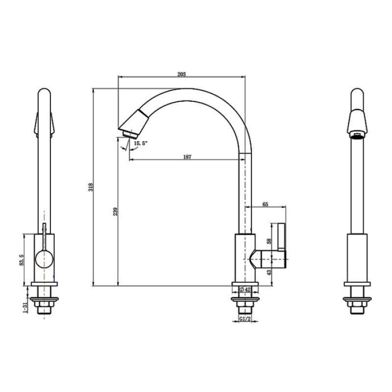Jual WASSER KERAN LEHER ANGSA / KRAN SINK MEJA DAPUR TL2 140 di Seller ...