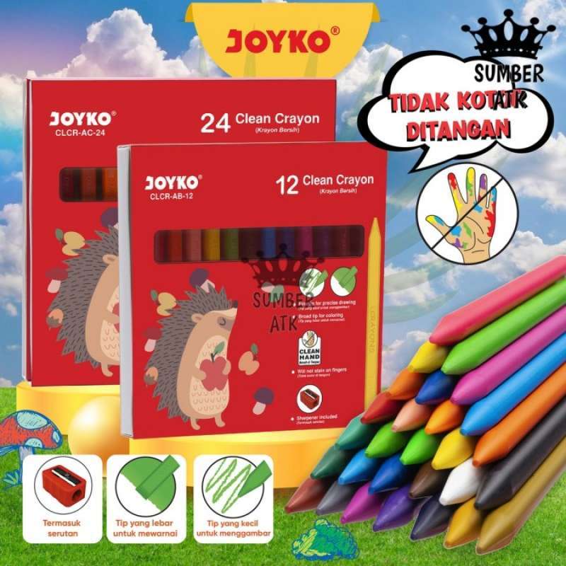 Jual Krayon Bersih Clean Crayon Joyko 12 warna dan 24 Warna di Seller ...