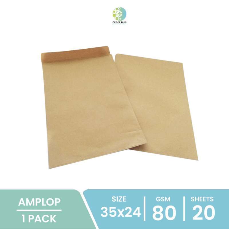 Jual Amplop Coklat a4 folio Ukuran 35x24 cm 1 pack isi 20 lembar di Seller Office Plus Official ...