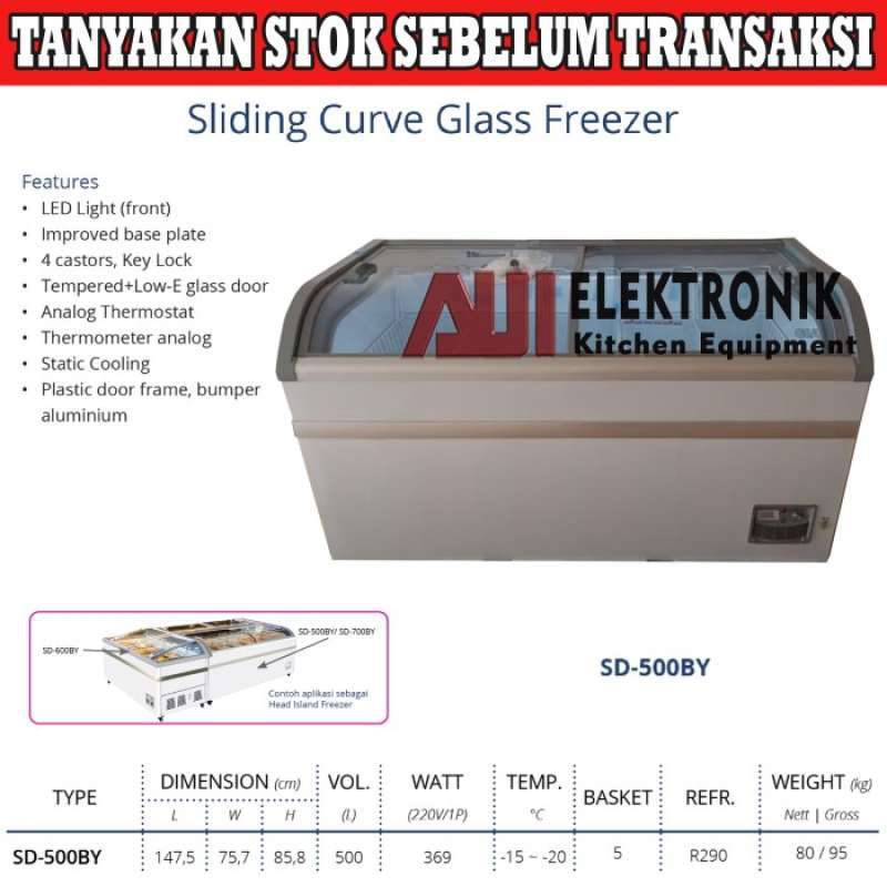 Jual Gea Sd-500By Sliding Curve Glass Freezer/Freezer Pintu Kaca ...