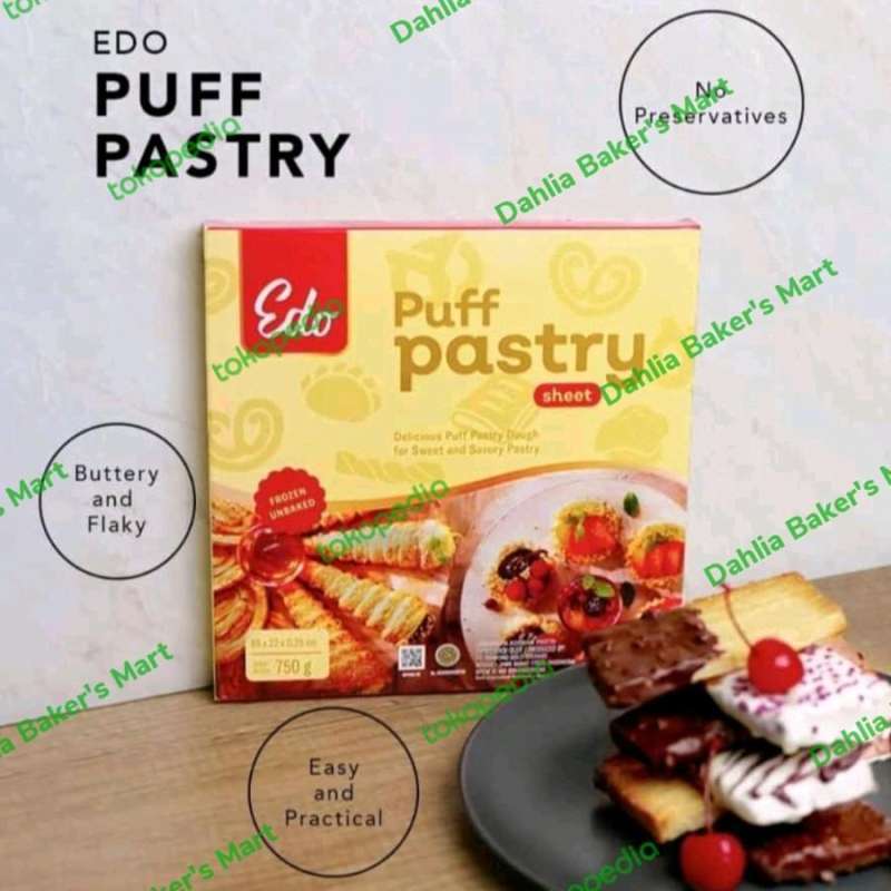 Jual Edo Puff Pastry Sheet 750 gr Isi 4 Lembar di Seller Dahlia Bakers ...