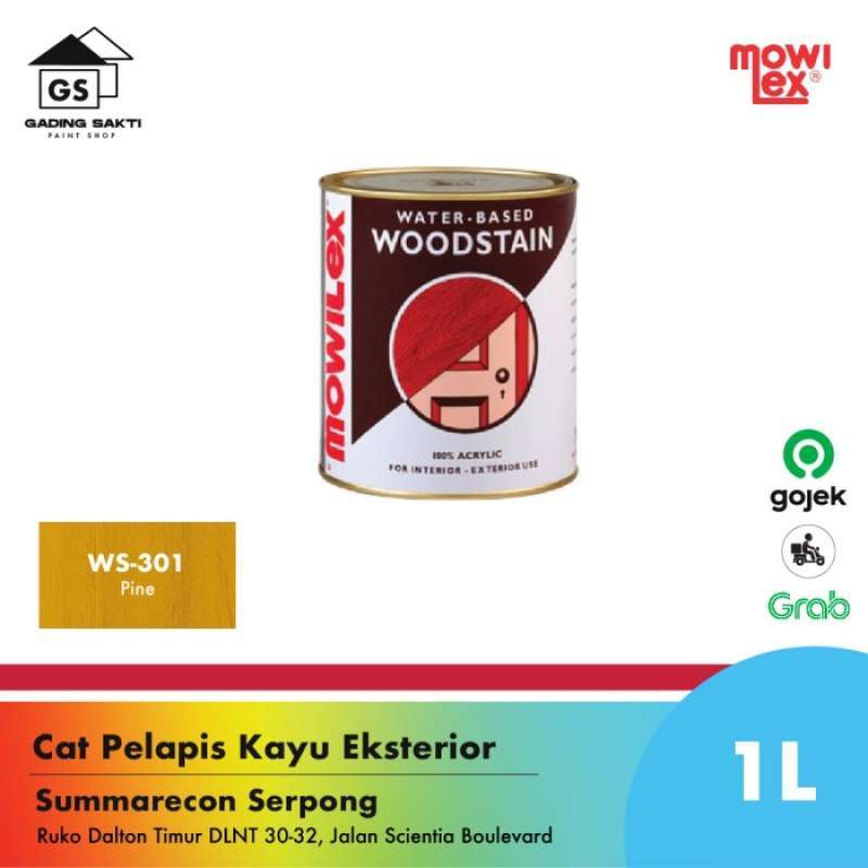 Promo Mowilex Woodstain Waterbased Ws-301 Pine Cat Kayu 1Ltr Diskon 23% ...