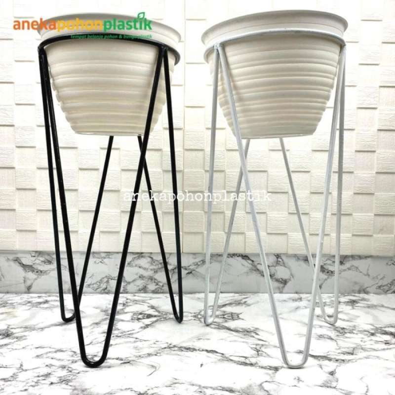 Promo Standing Pot Besi Kaki Tiga T50cm D24 + Vas Tawon 24cm Elegan ...