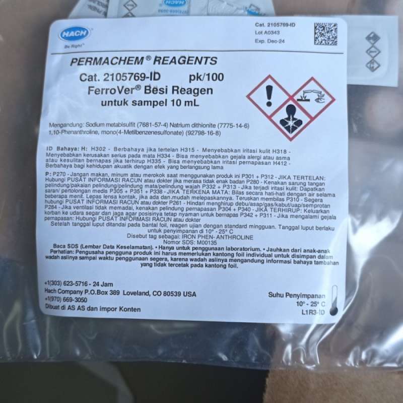 Promo Hach 2105769 FerroVer Iron Reagent Powder Pillows 10 ml/Hach ...