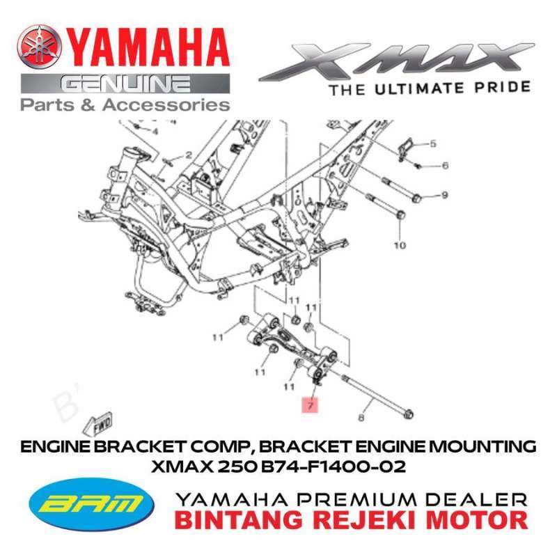Jual ENGINE BRACKET COMP, BRACKET ENGINE MOOUNTING XMAX 250 B74-F1400 ...