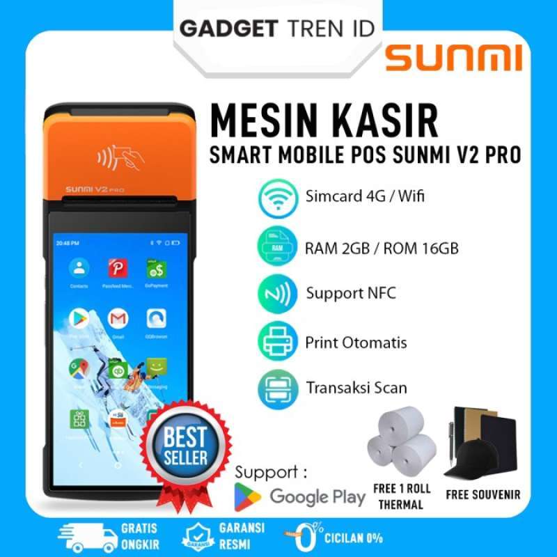 Promo Terbaik Sunmi V2 Pro 4G Mesin Kasir Nfc 2/16Gb Pos Thermal ...